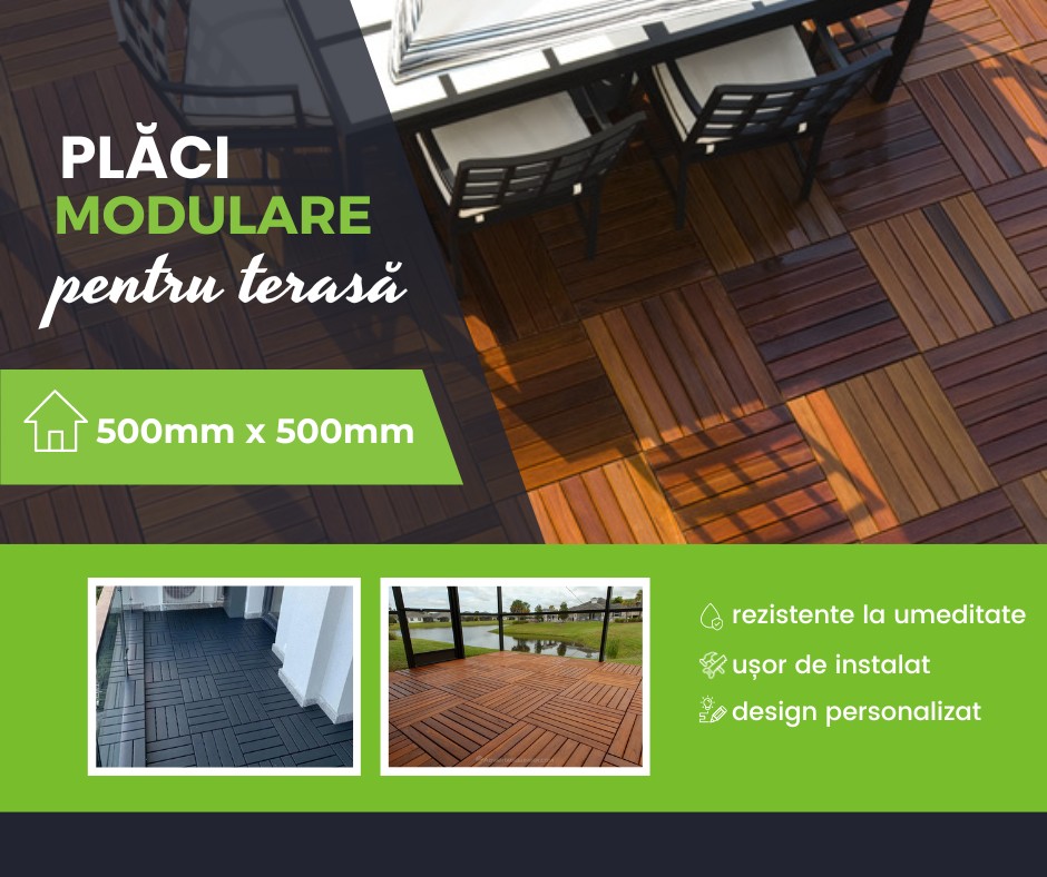 Plăci modulare din lemn pentru terasă, balcon, grădină.